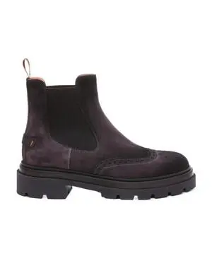 Santoni Round Toe Slip-on Ankle Boots - Black