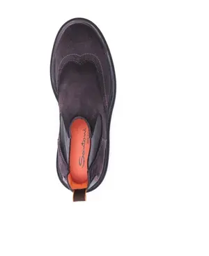Santoni Round Toe Slip-on Ankle Boots