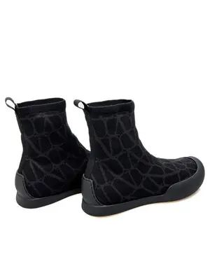 Valentino Garavani Toile Iconographe Round Toe Sock Boots