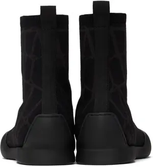 Valentino Garavani Toile Iconographe Round Toe Sock Boots