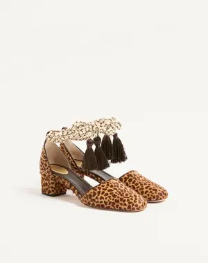 Valentino Garavani Leopard Print D'orsay Pumps With Tassel Ankle Strap