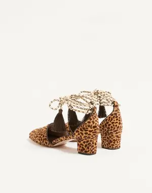 Valentino Garavani Leopard Print D'orsay Pumps With Tassel Ankle Strap