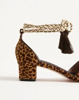 Valentino Garavani Leopard Print D'orsay Pumps With Tassel Ankle Strap