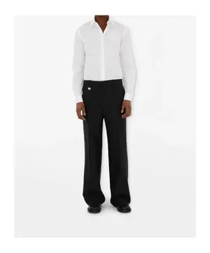 Burberry Ekd-embroidered Long Sleeved Shirt - Salt Crystal