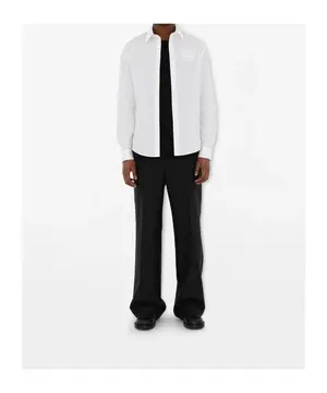 Burberry Ekd-embroidered Long Sleeved Shirt - Salt Crystal