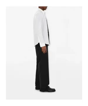 Burberry Ekd-embroidered Long Sleeved Shirt - Salt Crystal