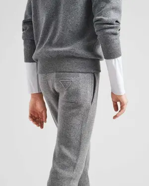 Prada Logo Patch Knitted Track Pants - Grey