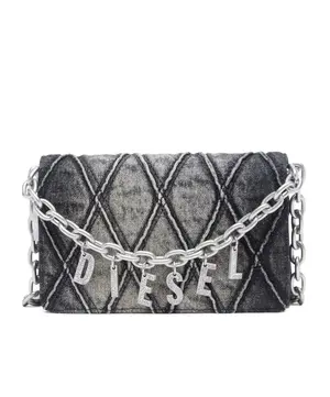 DIESEL® Charm-d Embellished Strap Denim Wallet - Black