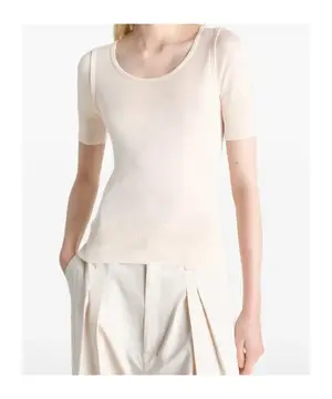 LEMAIRE Ribbed Trompe L'oeil Short Sleeve Top - Jasmine