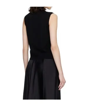 ANINE BING Moni Crop Wool Blend Knit Crew Neck Vest