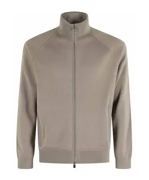 Hugo Boss Zip-up High Neck Cardigan - Nude