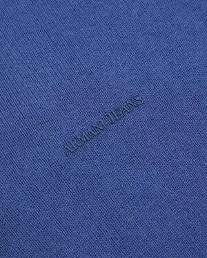 Emporio Armani V-neck Pullover With Logo And Ribbed Hem - Blue