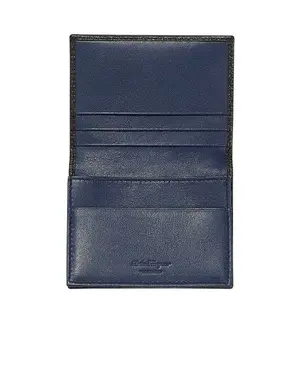 FERRAGAMO Gancini Logo Plaque Bi-fold Wallet - Black