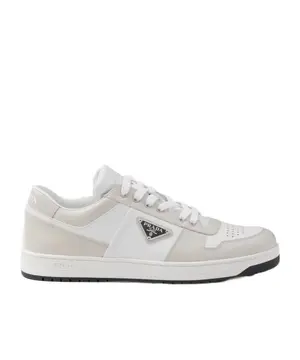 Prada Downtown Leather Sneakers - White/grey