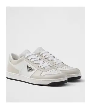 Prada Downtown Leather Sneakers - White/grey
