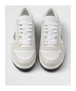 Prada Downtown Leather Sneakers - White/grey