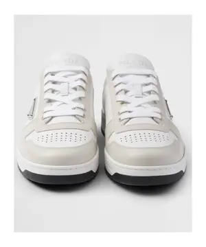 Prada Downtown Leather Sneakers - White/grey