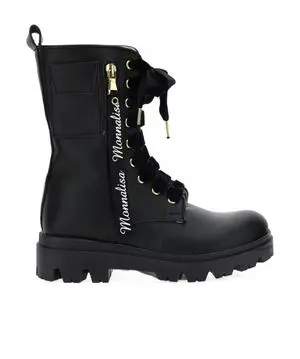 Monnalisa Logo-trim Lace-up Combat Boots