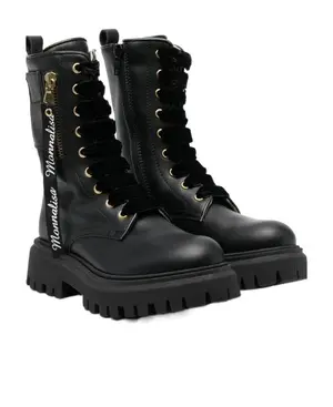 Monnalisa Logo-trim Lace-up Combat Boots