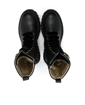 Monnalisa Logo-trim Lace-up Combat Boots