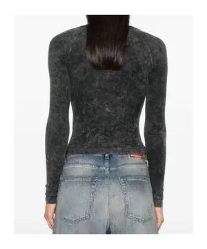 DIESEL® Ribbed Knit Logo Plaque Top