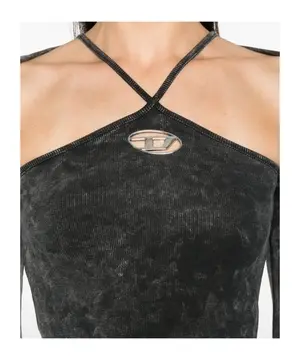 DIESEL® Ribbed Knit Logo Plaque Top