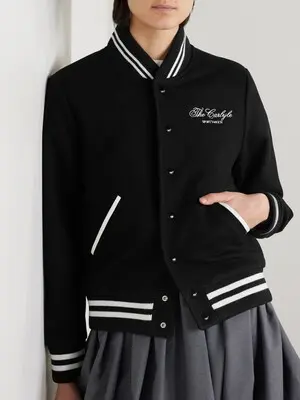 SPORTY  RICH Sporty & Rich Embroidered Wool Blend Baseball Jacket