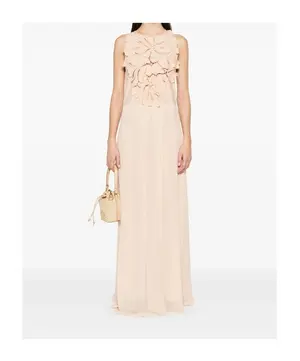 FORTE_FORTE Floral Appliqué Maxi Dress - Cipria