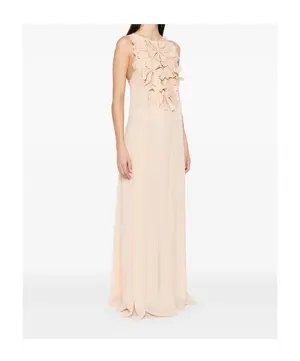 FORTE_FORTE Floral Appliqué Maxi Dress - Cipria