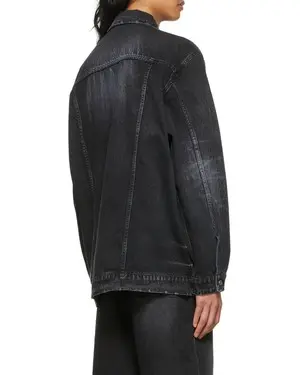 We11Done Printed Denim Jacket - Black