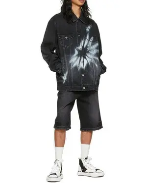 We11Done Printed Denim Jacket - Black
