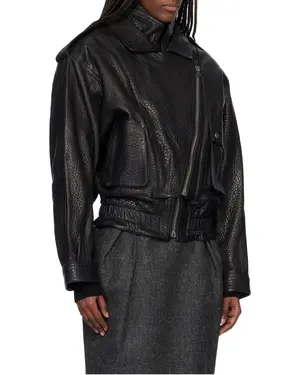 Isabel Marant Étoile Aneli Cropped Leather Jacket - Black