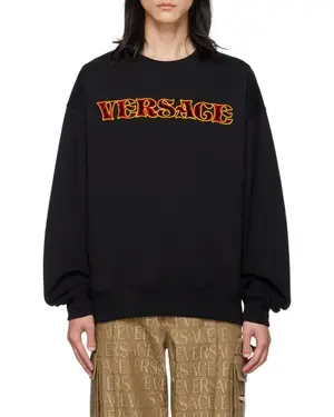 Versace Logo Embroidered Crewneck Sweatshirt
