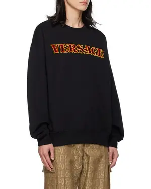 Versace Logo Embroidered Crewneck Sweatshirt