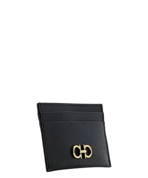 FERRAGAMO Gancini Bifold Card Holder Wallet - Black