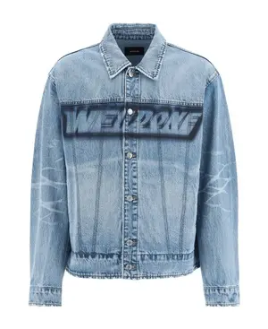 We11Done Logo Denim Jacket - Blue