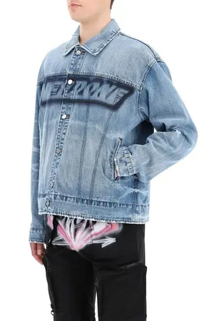 We11Done Logo Denim Jacket - Blue