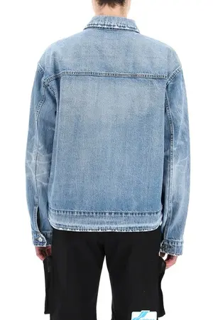 We11Done Logo Denim Jacket - Blue