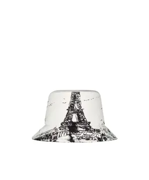 Dior Small Brim Bucket Hat With Paris Print - White And Black