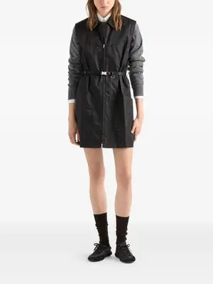Prada Sleeveless Belted Dress With Front Zipper And Patch Pockets