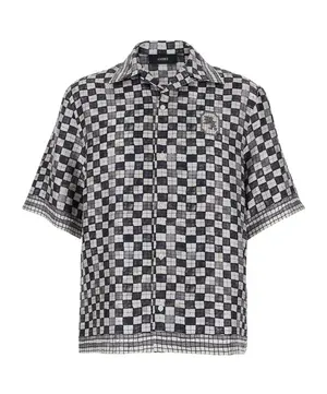 Amiri Checked Short Sleeved Shirt - Gray
