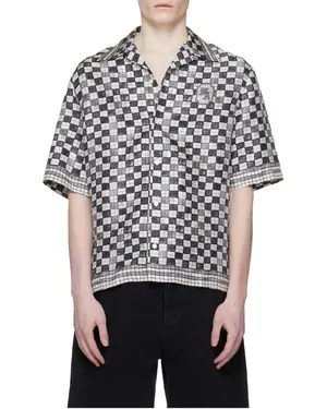 Amiri Checked Short Sleeved Shirt - Gray