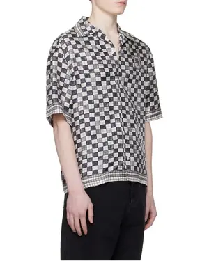 Amiri Checked Short Sleeved Shirt - Gray