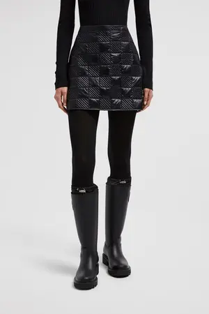 Moncler Quilted Checkered Mini Skirt - Black