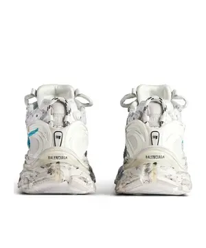 Balenciaga Logo Printed Lace-up Sneakers - White/blue
