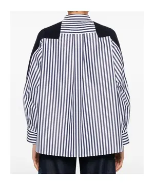 Sacai V-neck Cotton Cardigan With Striped Accents