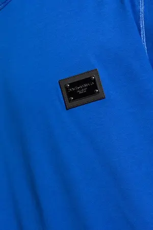 Dolce & Gabbana Dolce Gabbana Branded-tag Crewneck T-shirt - Blue