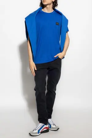 Dolce & Gabbana Dolce Gabbana Branded-tag Crewneck T-shirt - Blue