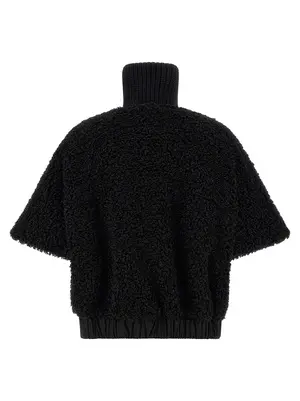 Moncler Logo Patch High Neck Zip-up Short Sleeved Jacket