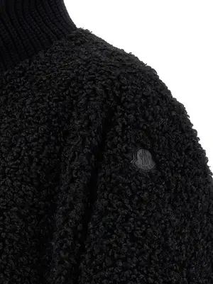 Moncler Logo Patch High Neck Zip-up Short Sleeved Jacket